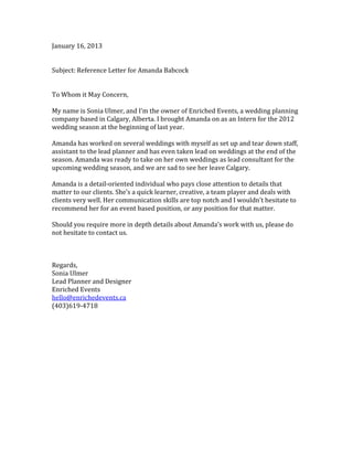 reference letter for Amanda | PDF | Wedding | Personal Celebrations & Life Events