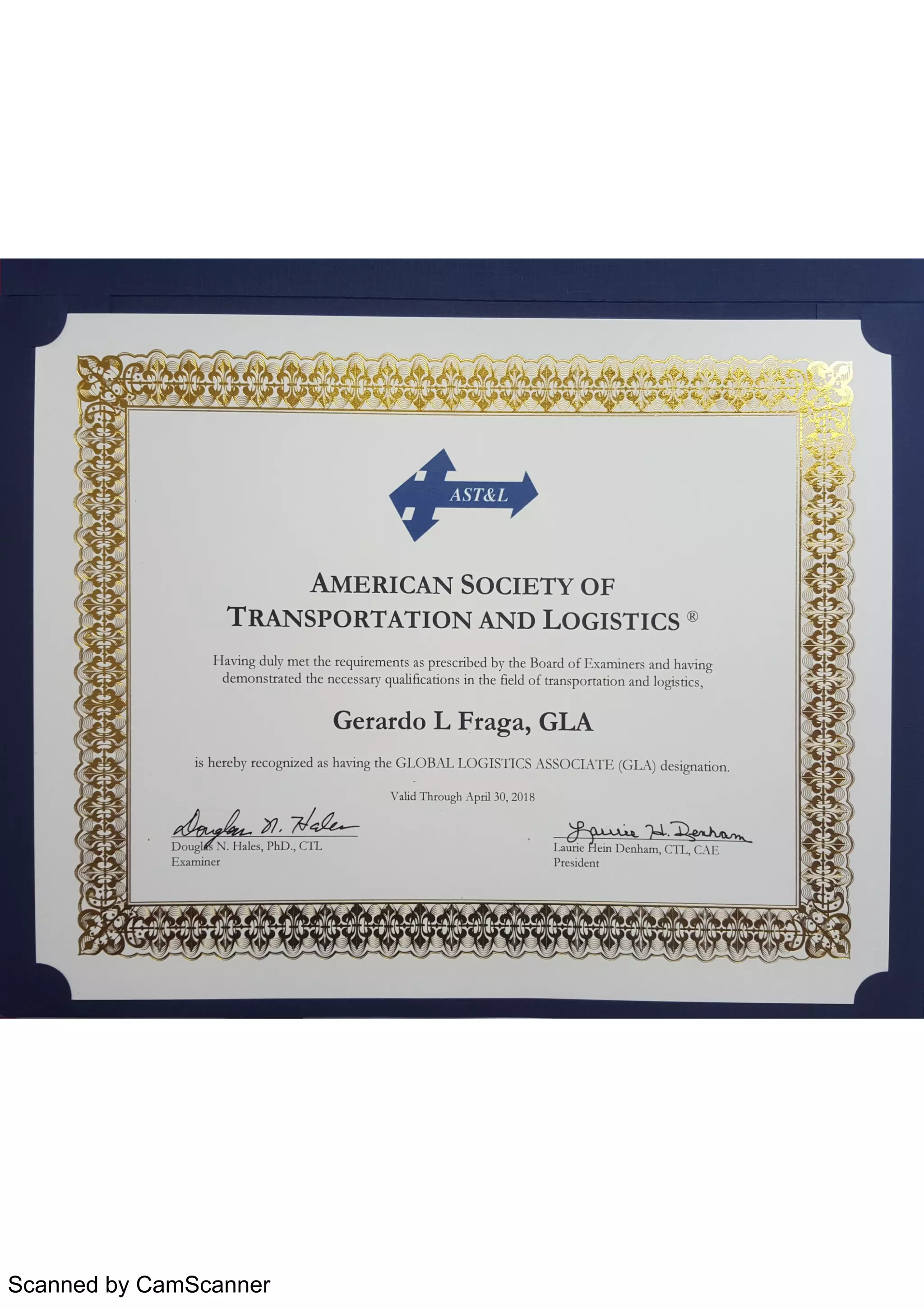 American Society of Transportation Logistics - GLA Certificate ...