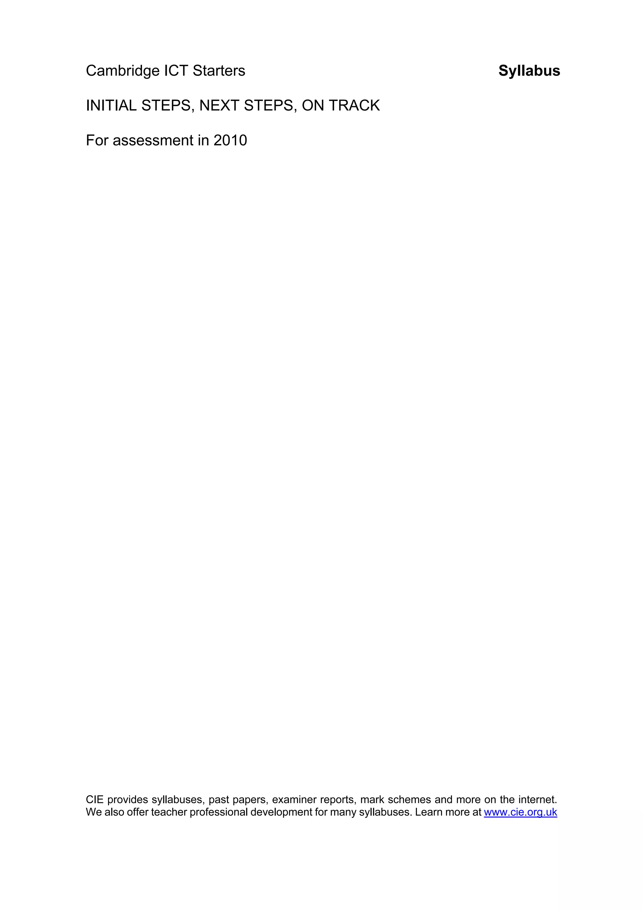 Cambridge ICT Starters | PDF