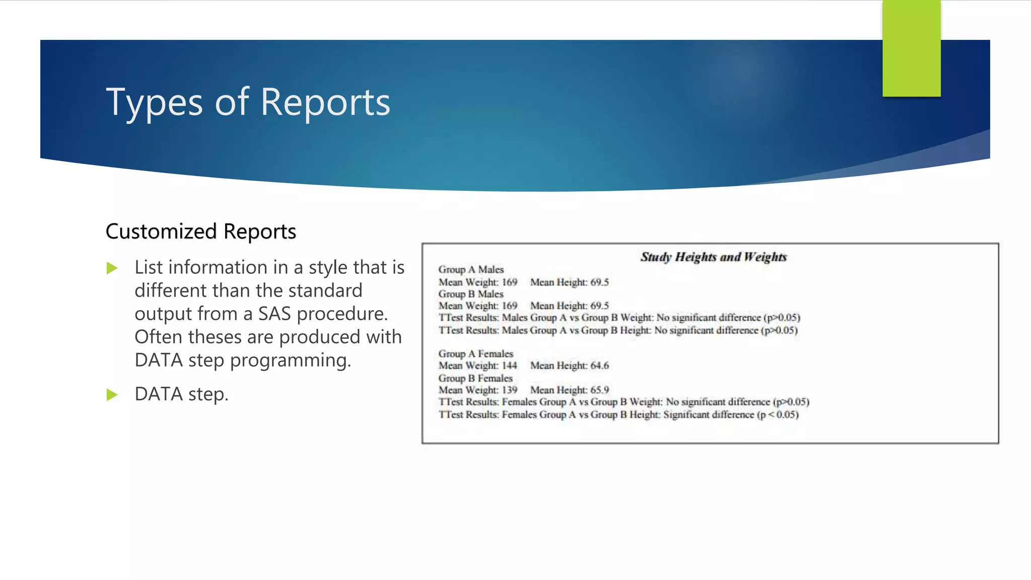 Creating Reports in SAS Final | PPTX | Programming Languages | Computing