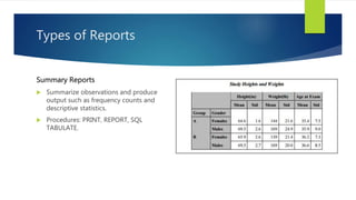 Creating Reports in SAS Final | PPTX | Programming Languages | Computing