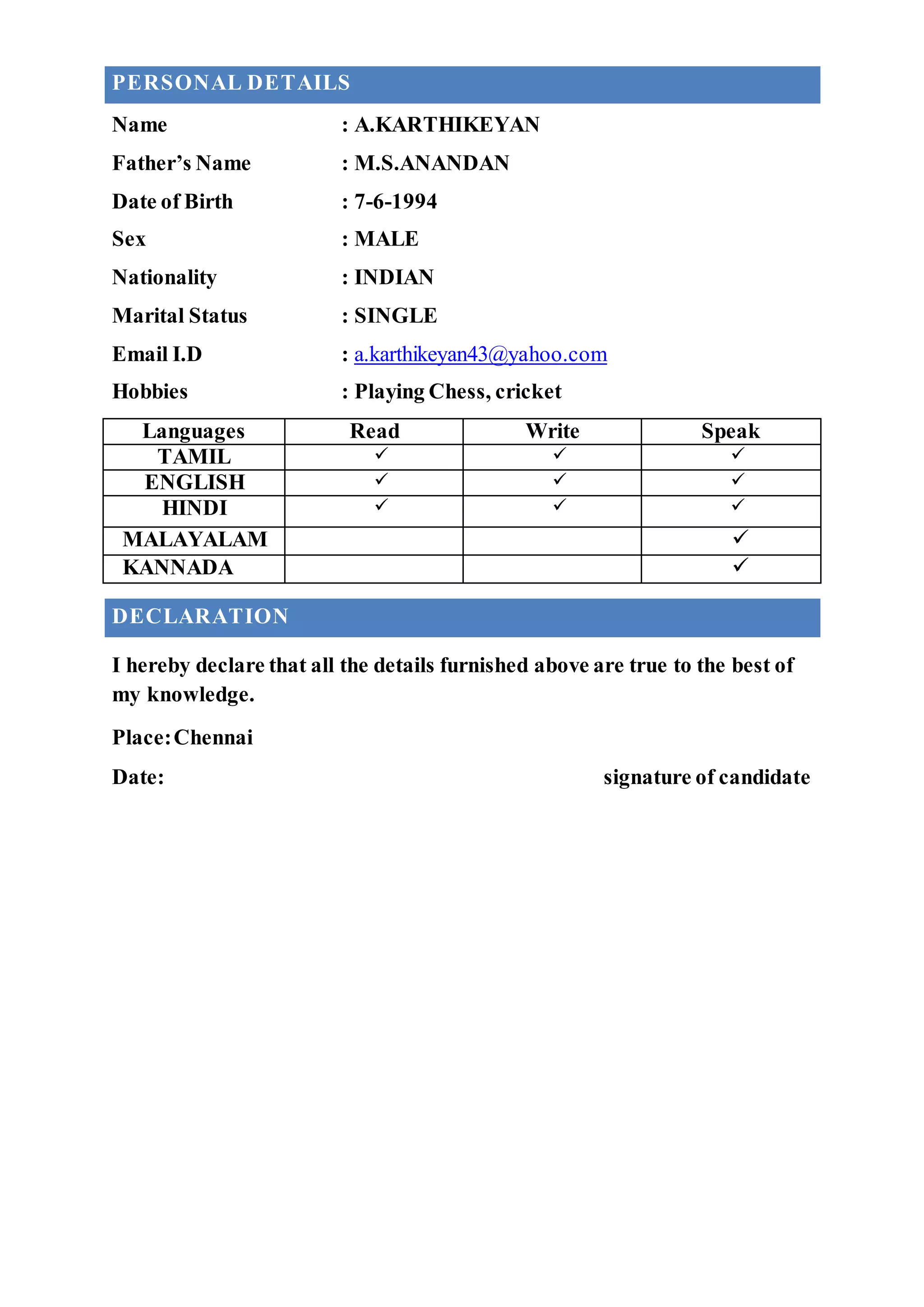 karthikeyan CV | DOCX