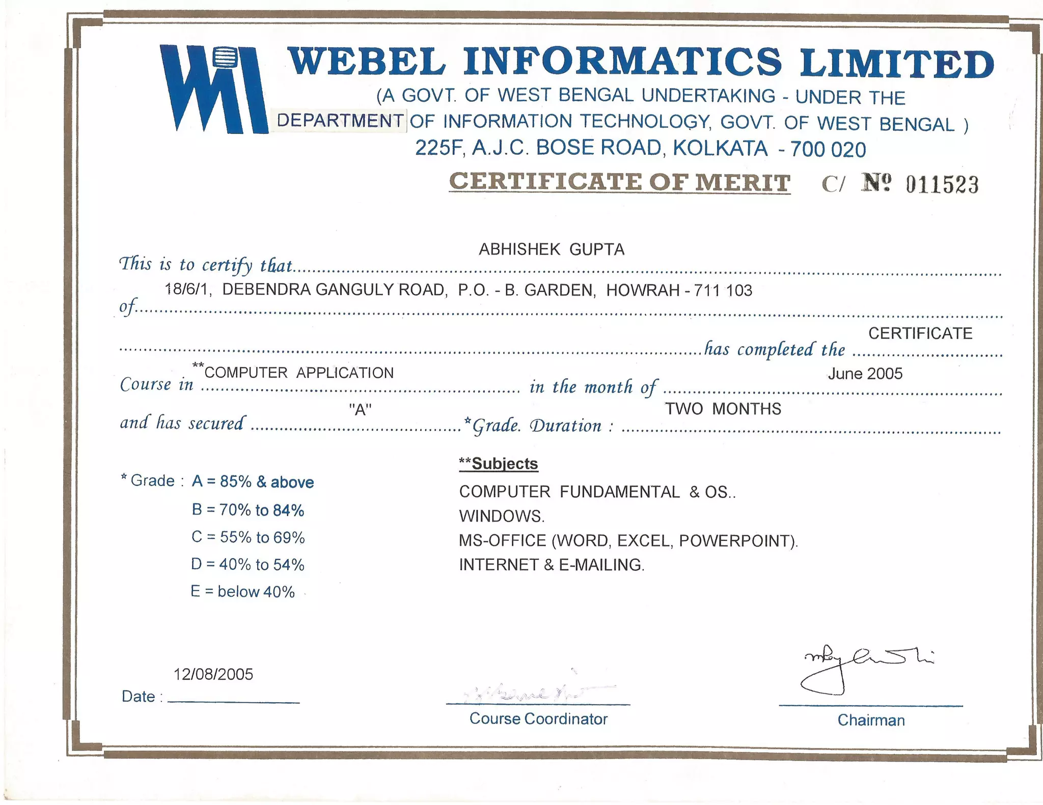 Computer Certificate Basic | PDF
