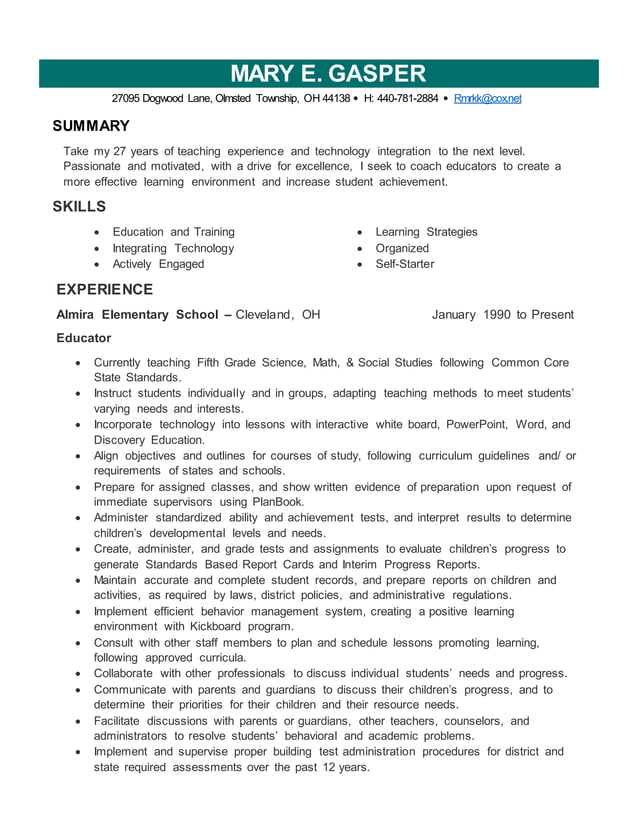 MARY GASPER RESUME | DOCX