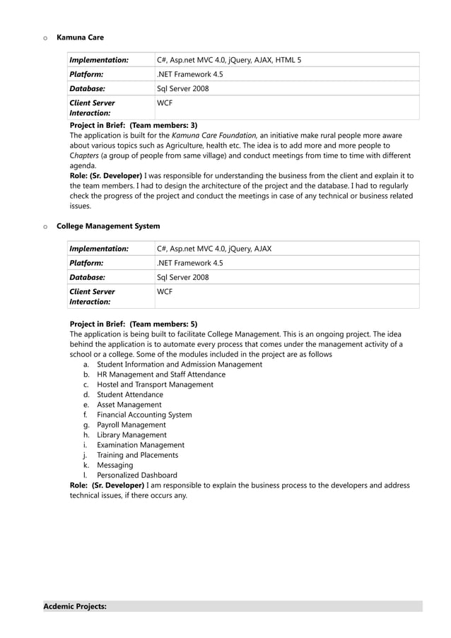 Resume (1) | DOC | Databases | Computer Software and Applications
