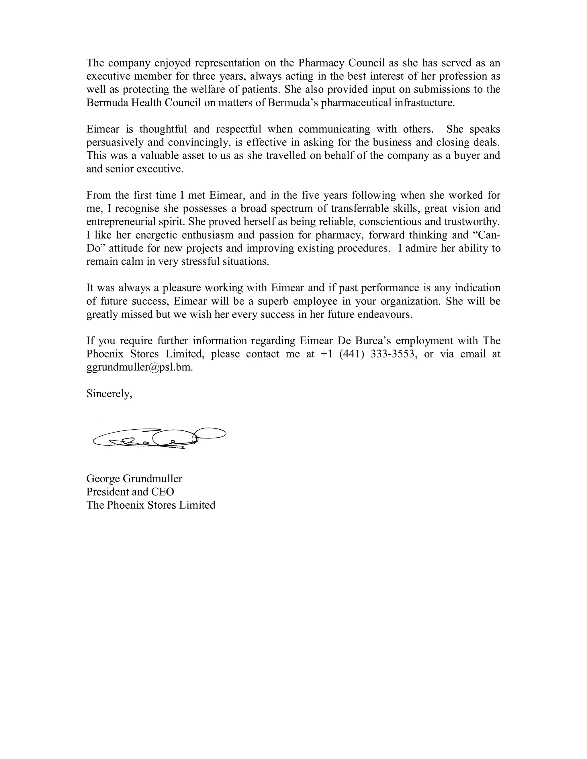 Employment Reference letter Eimear Burke | PDF