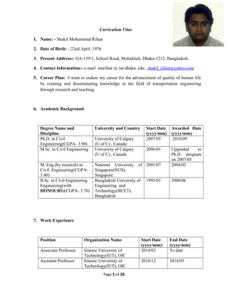 Final Revised Curriculum Vitae_Shakil Rifaat(2016)_last version | DOC