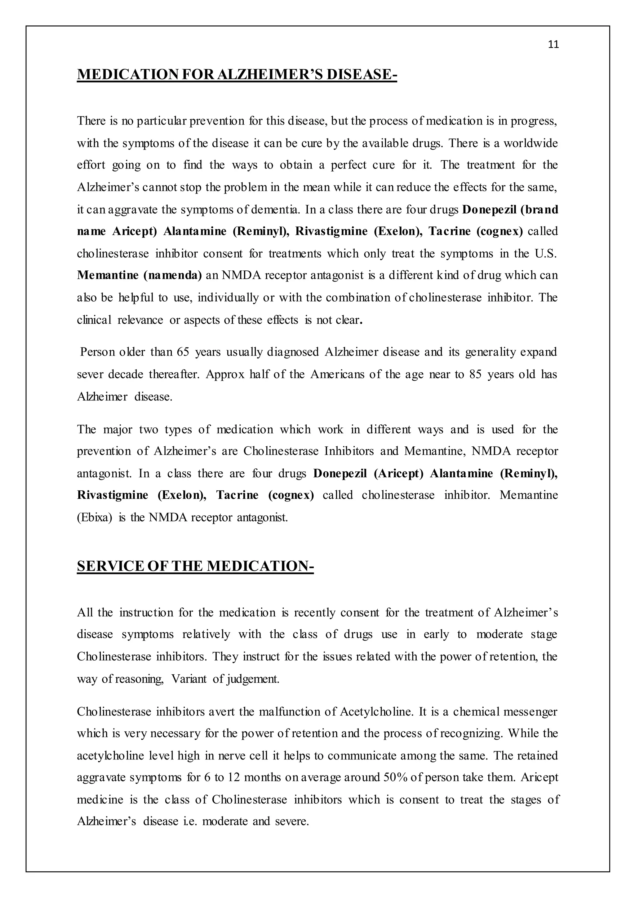 A review on treatment of alzheimer disease | DOCX