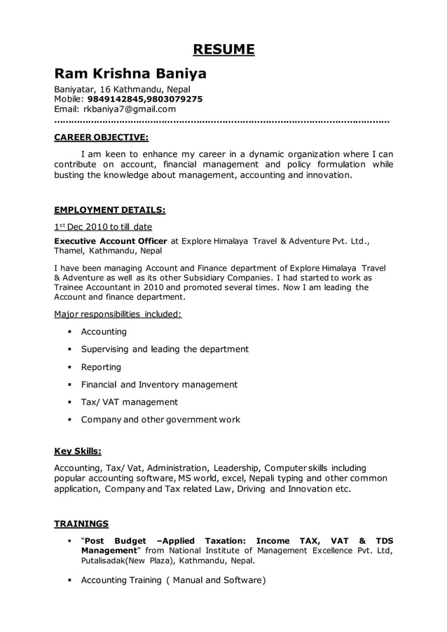 Resume of Ram Krishna Baniya, 2016-11 | PDF