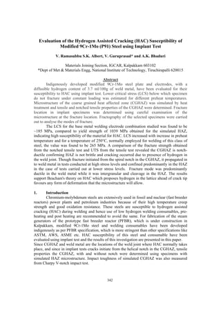 Evaluation of the hydrogen assisted cracking (HAC) susceptibility of ...