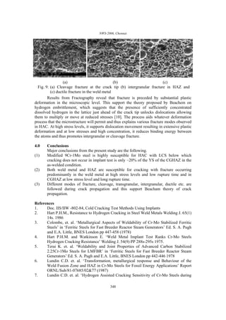 Evaluation of the hydrogen assisted cracking (HAC) susceptibility of modified 9Cr-1Mo (P91 ...
