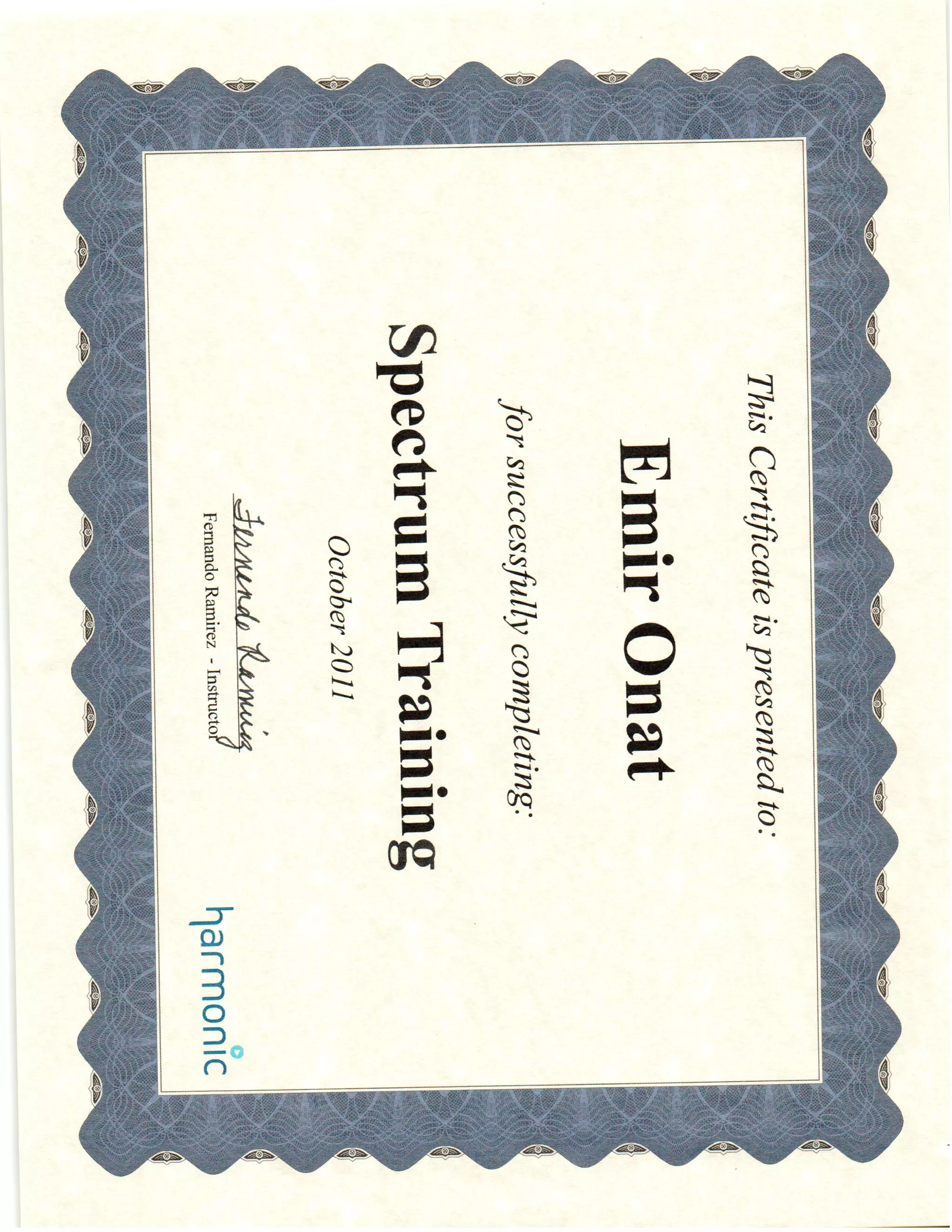 Certificate Spectrum Training October 2011 | PDF