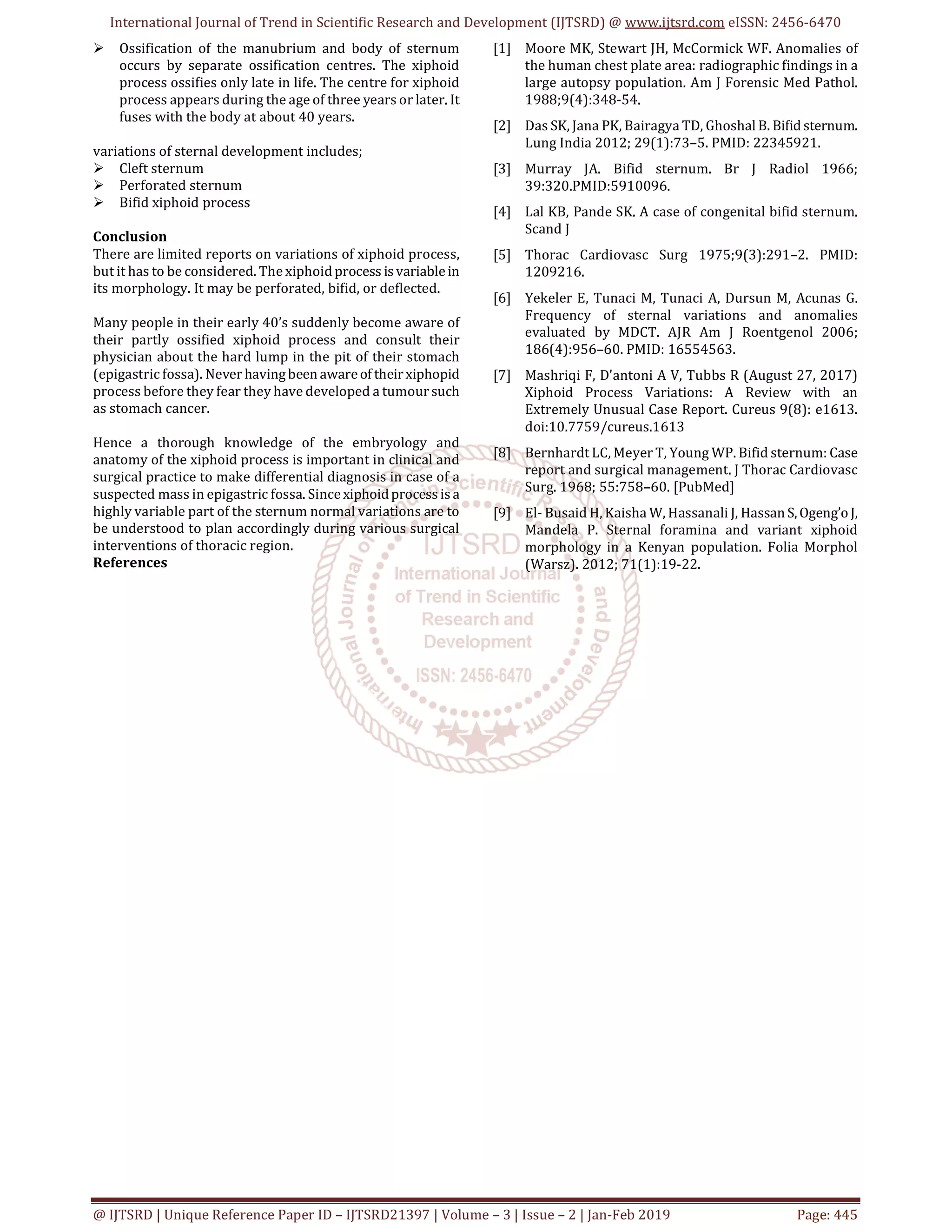 Bifid Xiphoid Process A Case Report Pdf