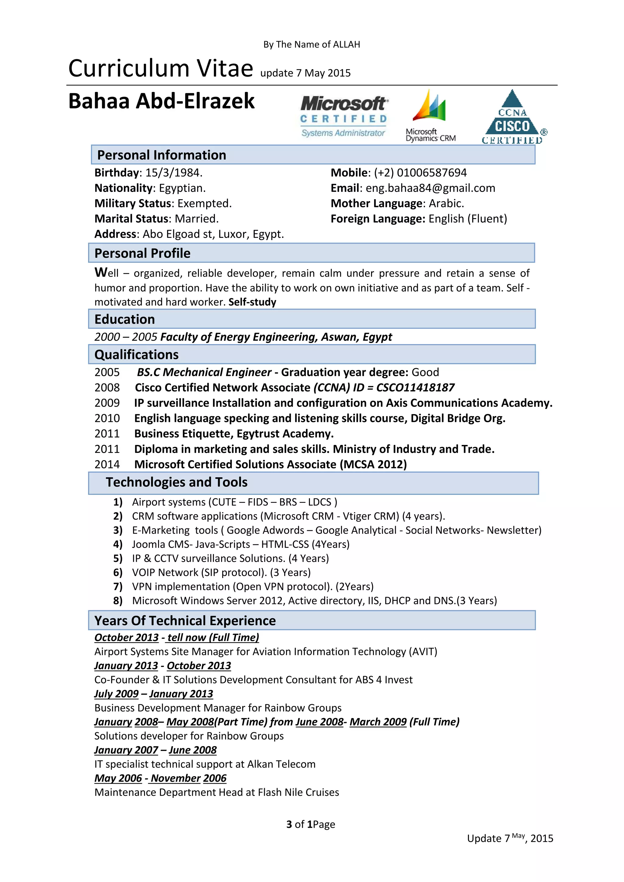 Bahaa Abd-Elrazek CV | PDF