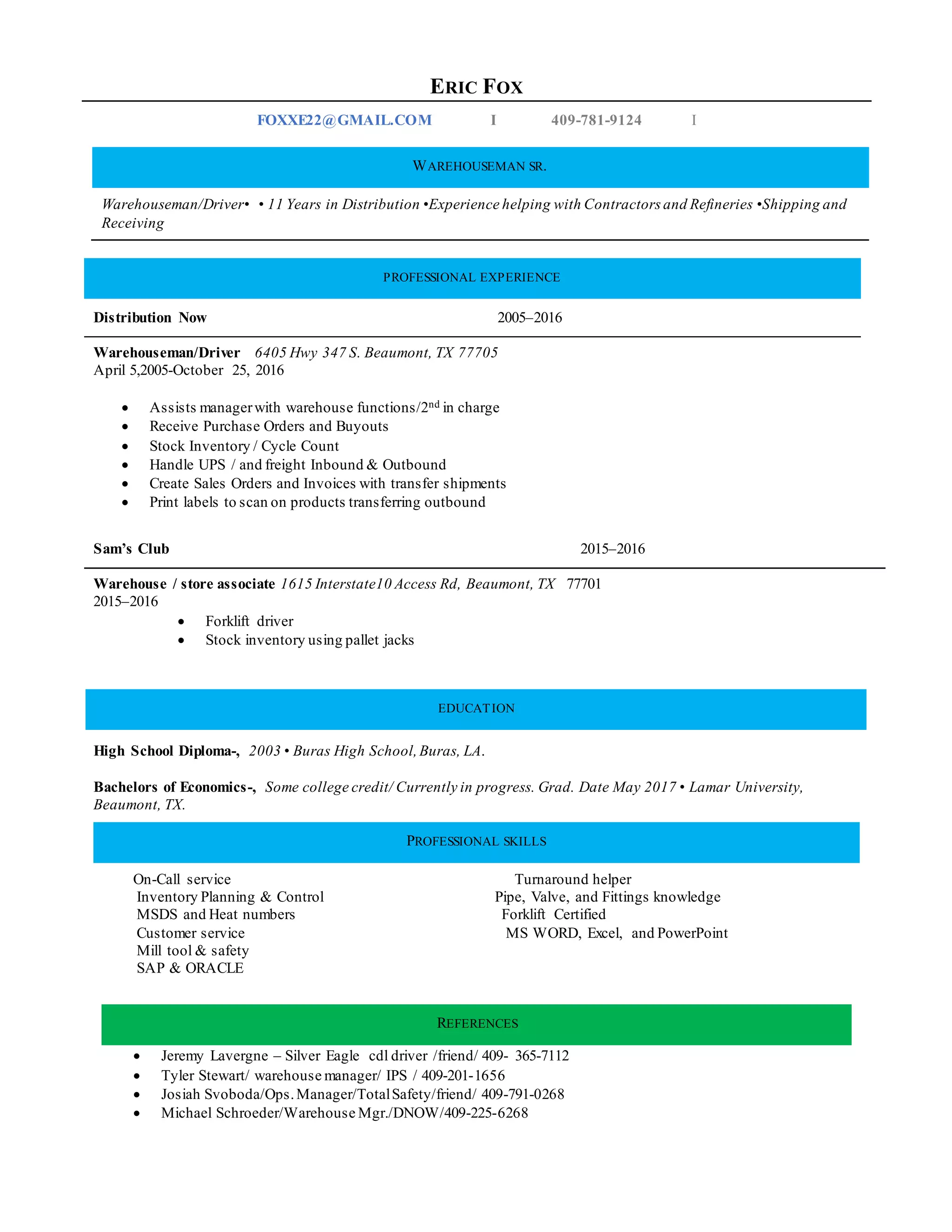 ERIC FOX Resume 2017 | PDF