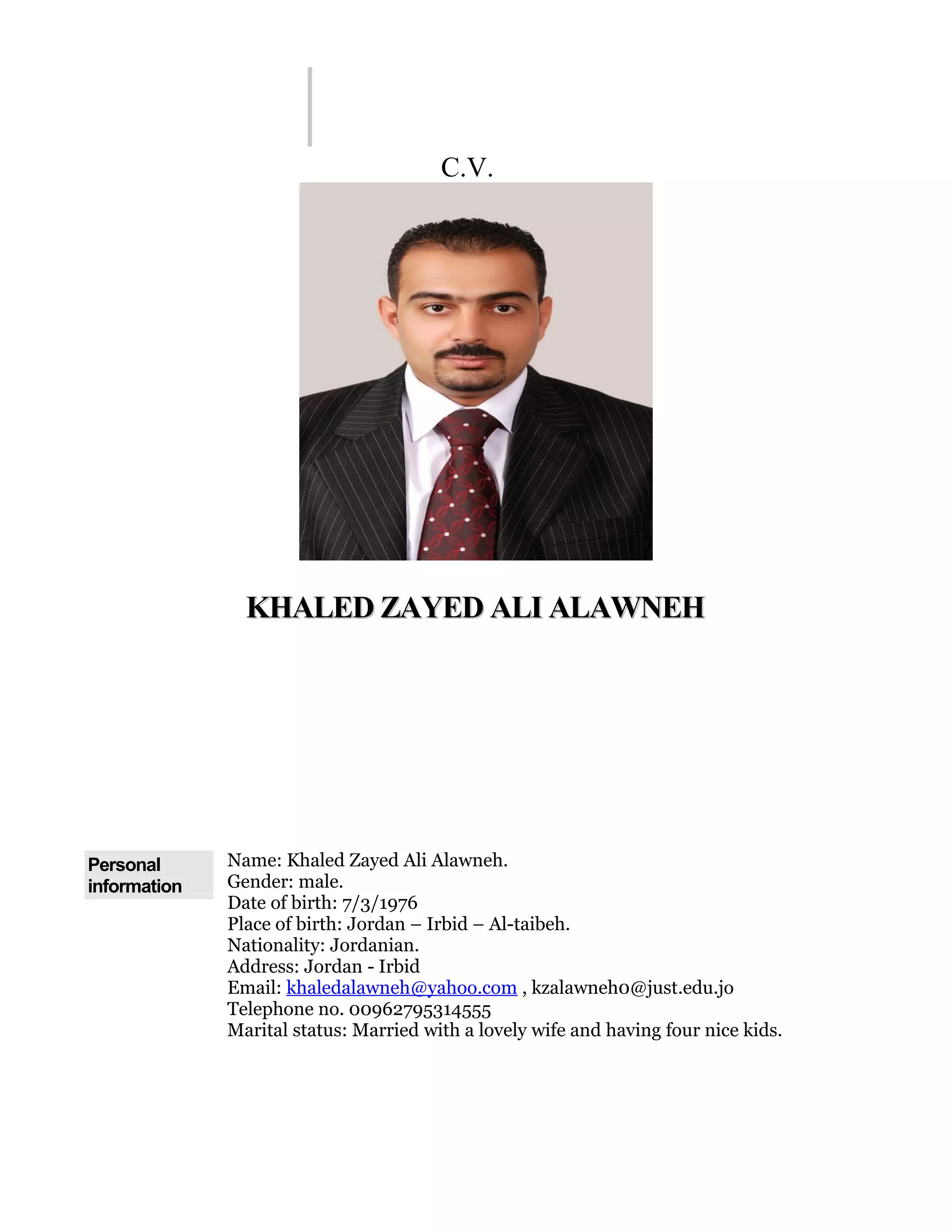 Khaled Alawneh CV 2015 | DOC