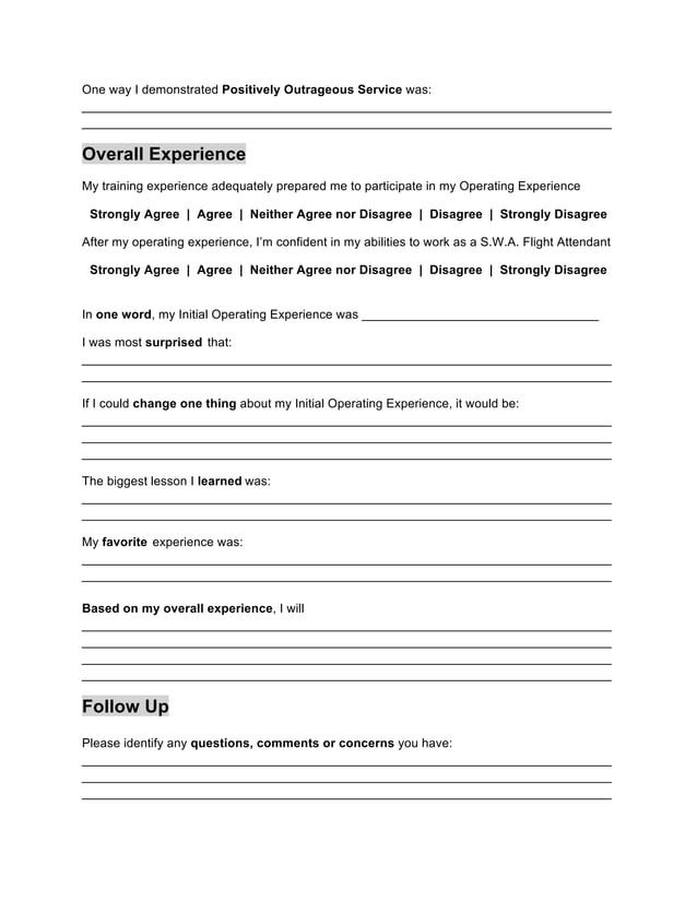 Initial Operating Experience Feedback Form | PDF
