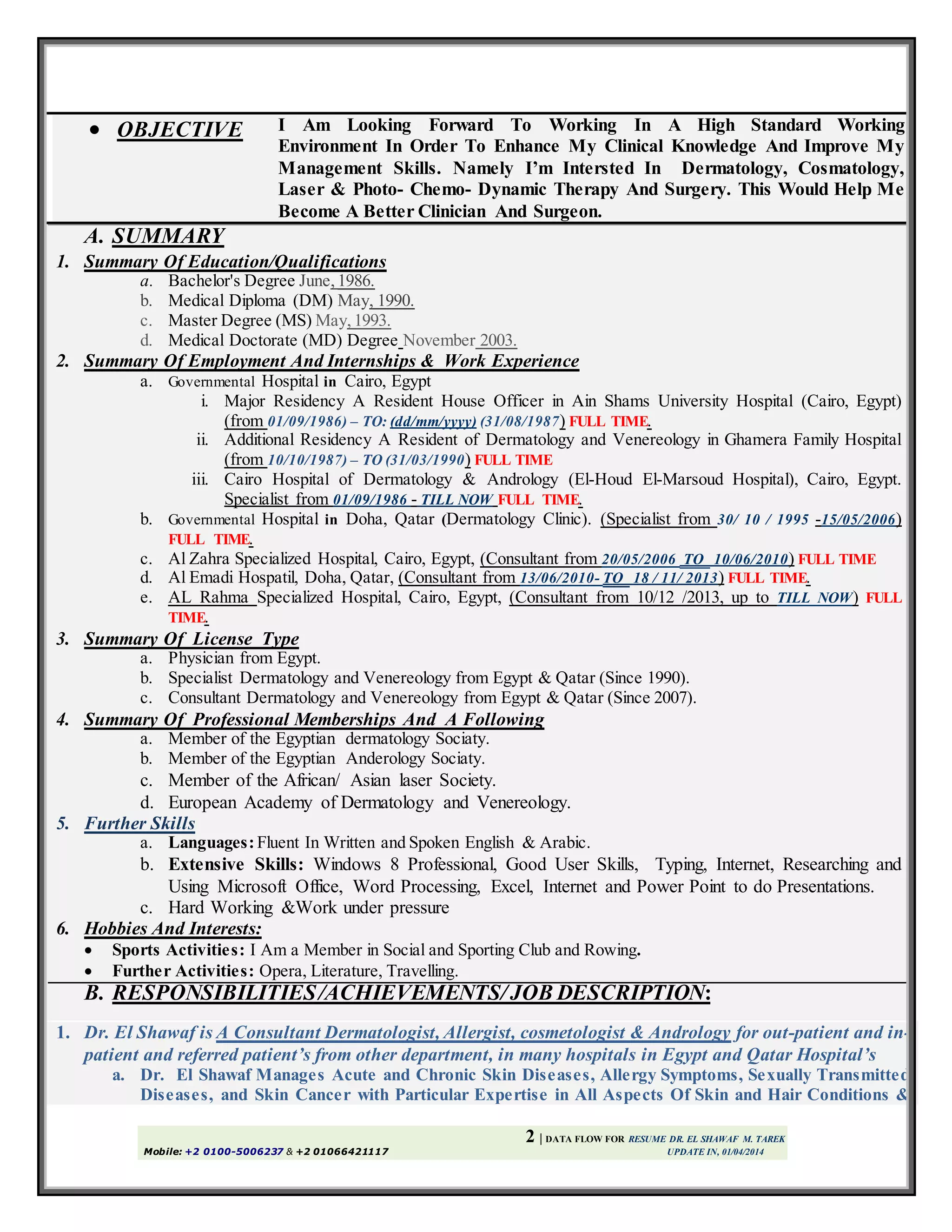 RESUME Dr. TAREK 2014 aug | DOCX