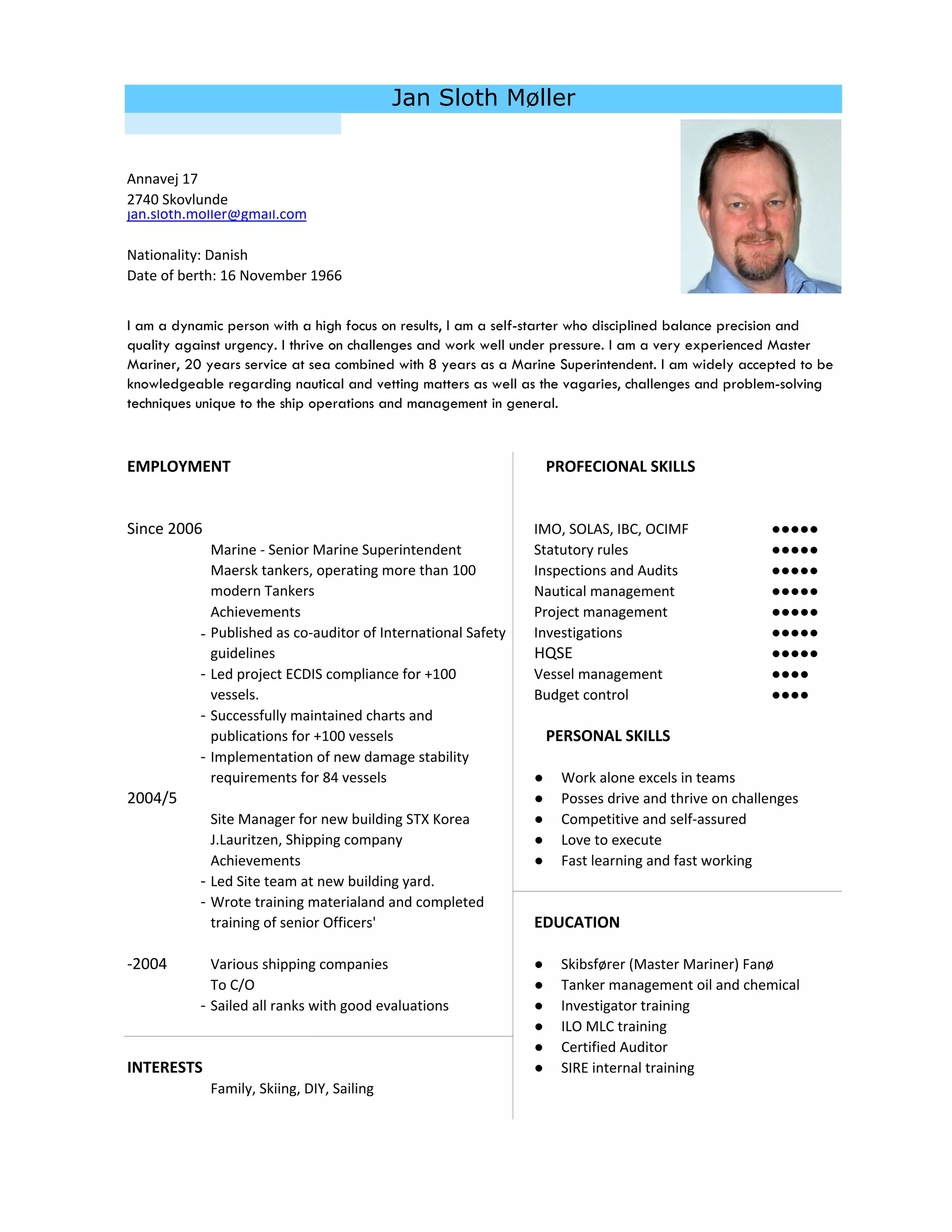 one page CV | PDF | Sailing | Sports