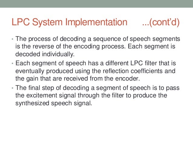 Speech Compression Using Lpc