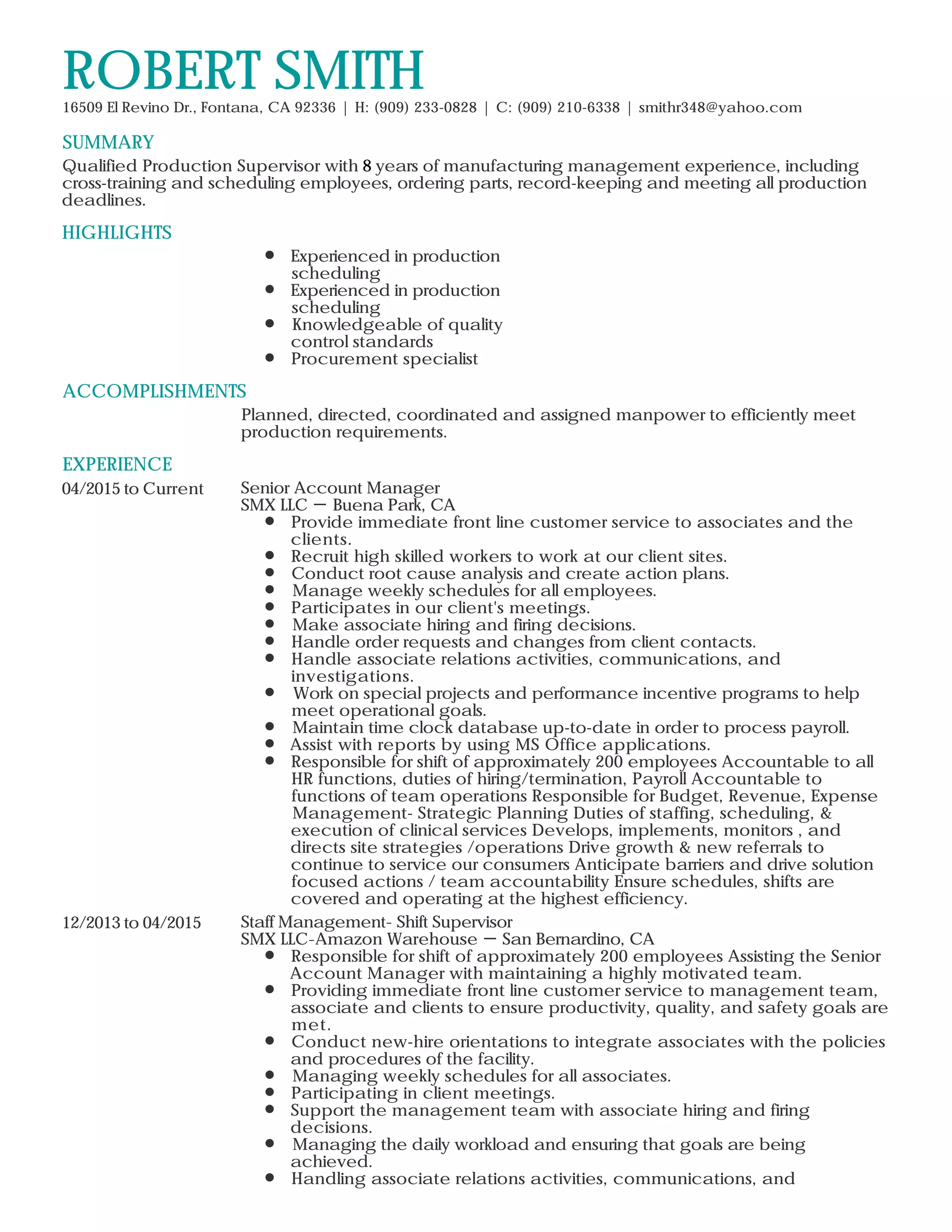 Robert Smith Resume 3 | PDF