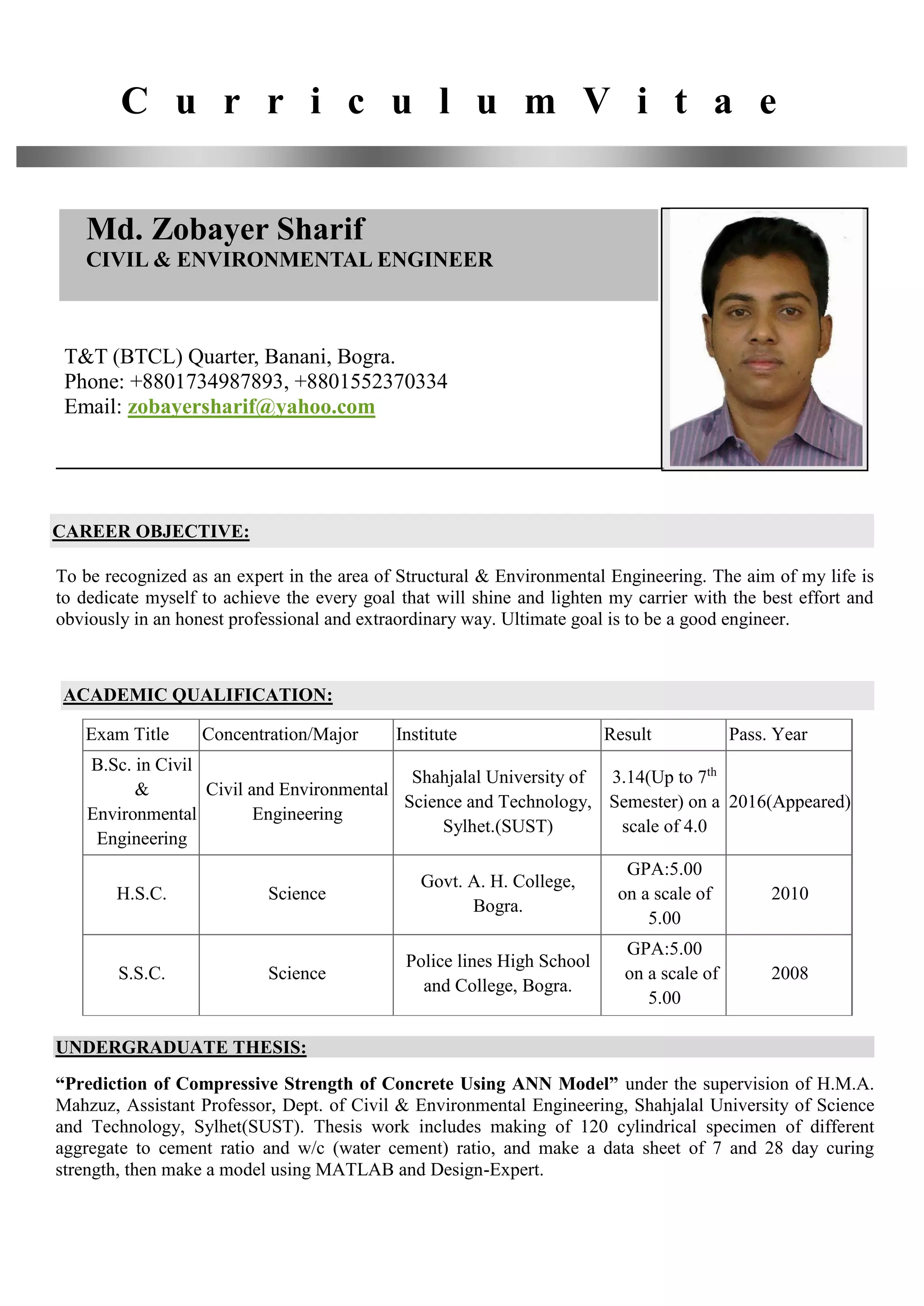 CV-Zobayer Sharif | PDF