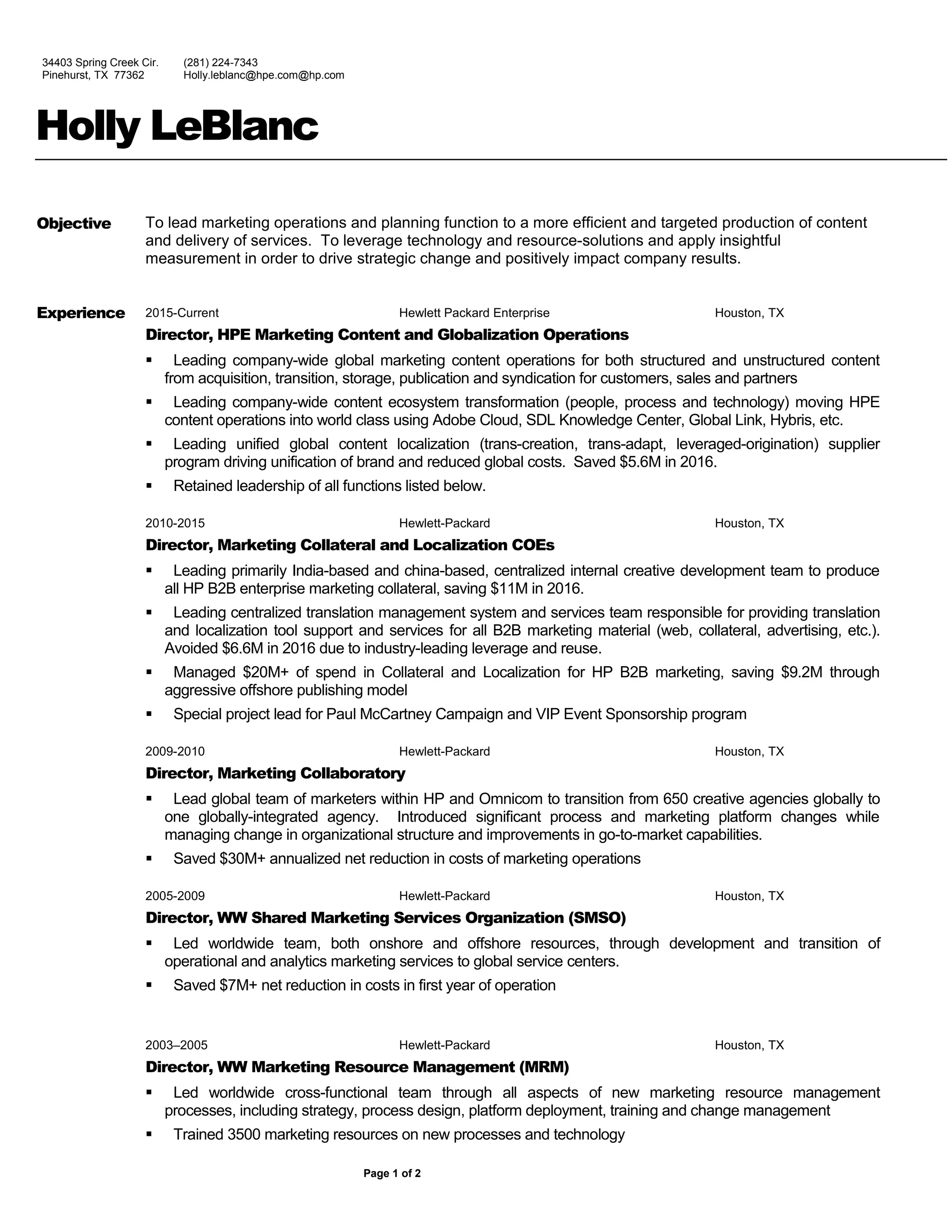 Holly LeBlanc Resume | DOC