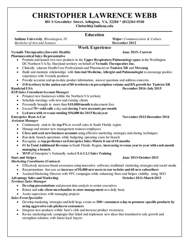 Christopher Webb Resume 3 (1) | DOCX | Sales | Business