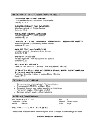 Raissa Alfonso CV | PDF