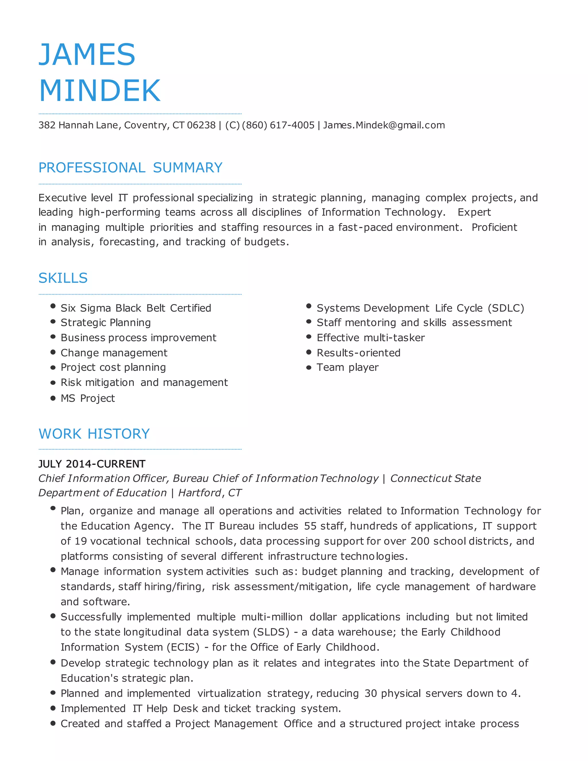 James Mindek Resume | DOCX