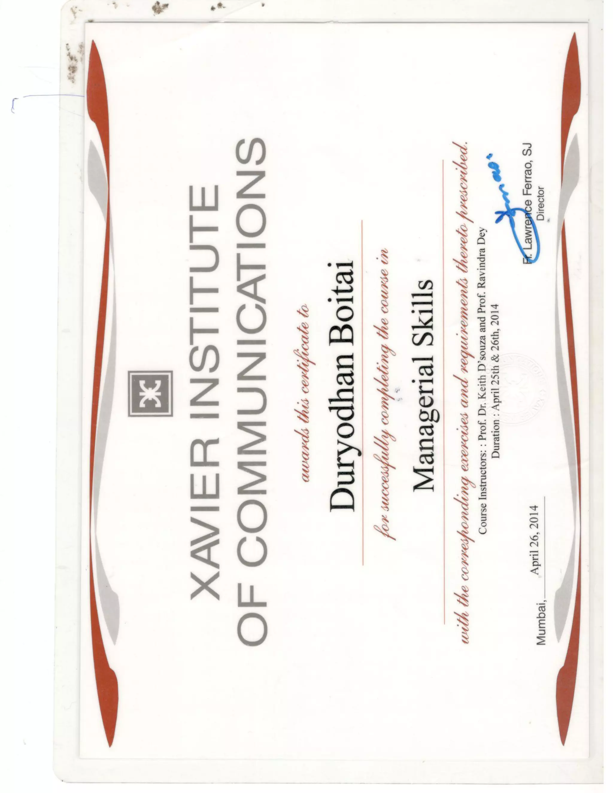 Manager Training Certificate | PDF