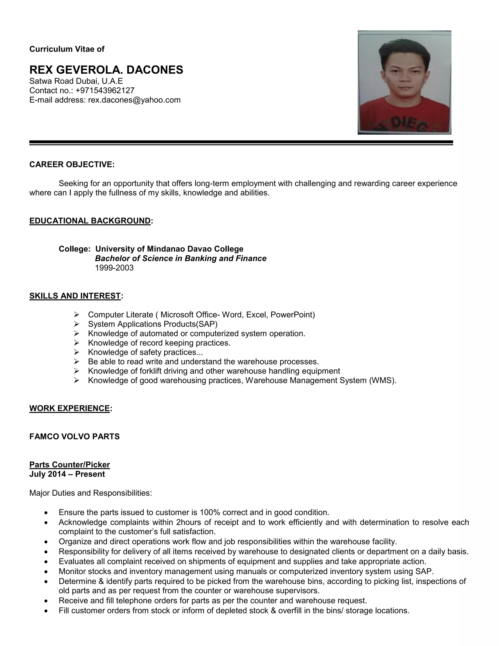 REX DACONES Resume | PDF