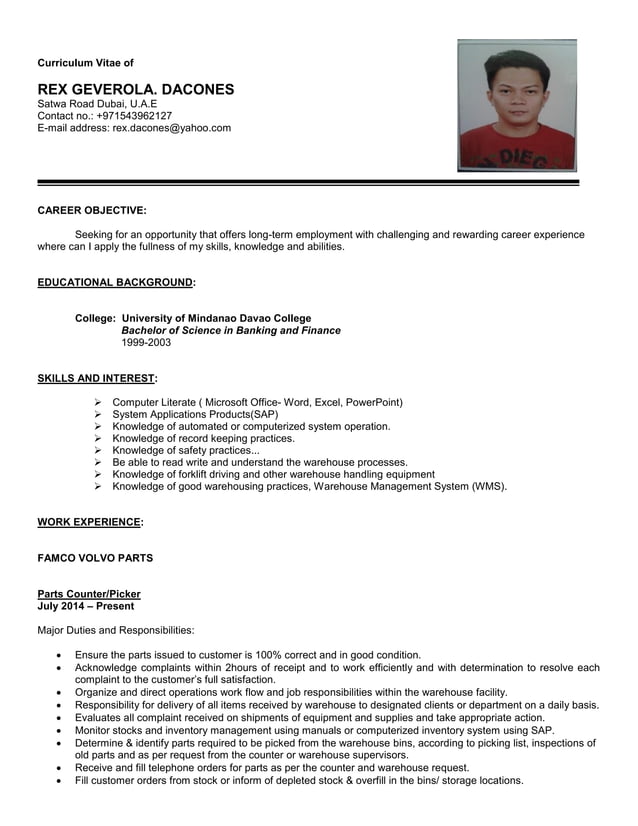 REX DACONES Resume | PDF