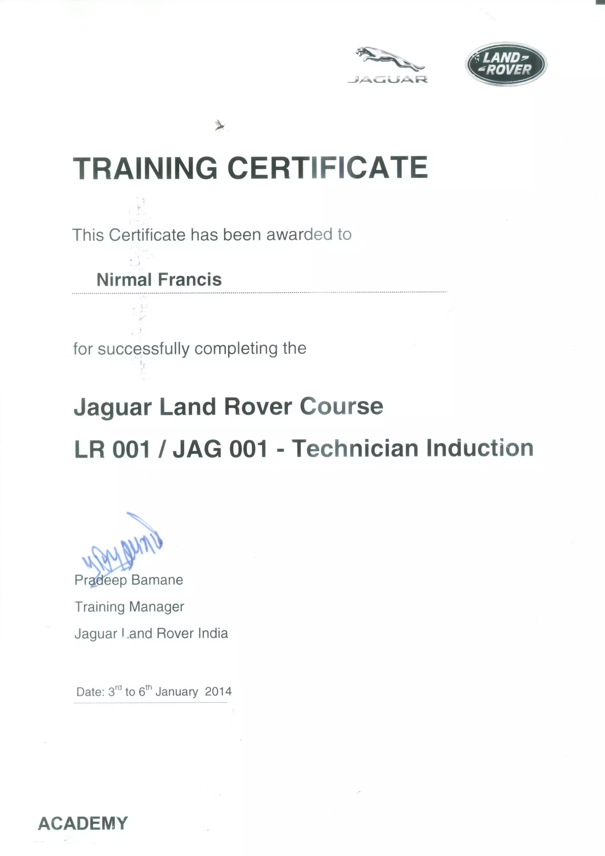 JAGUAR LAND ROVER CERTIFICATE | PDF