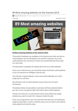 89 most amazing websites on the internet 2019 | PDF