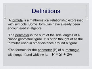 Formulas in Geometry | PPT