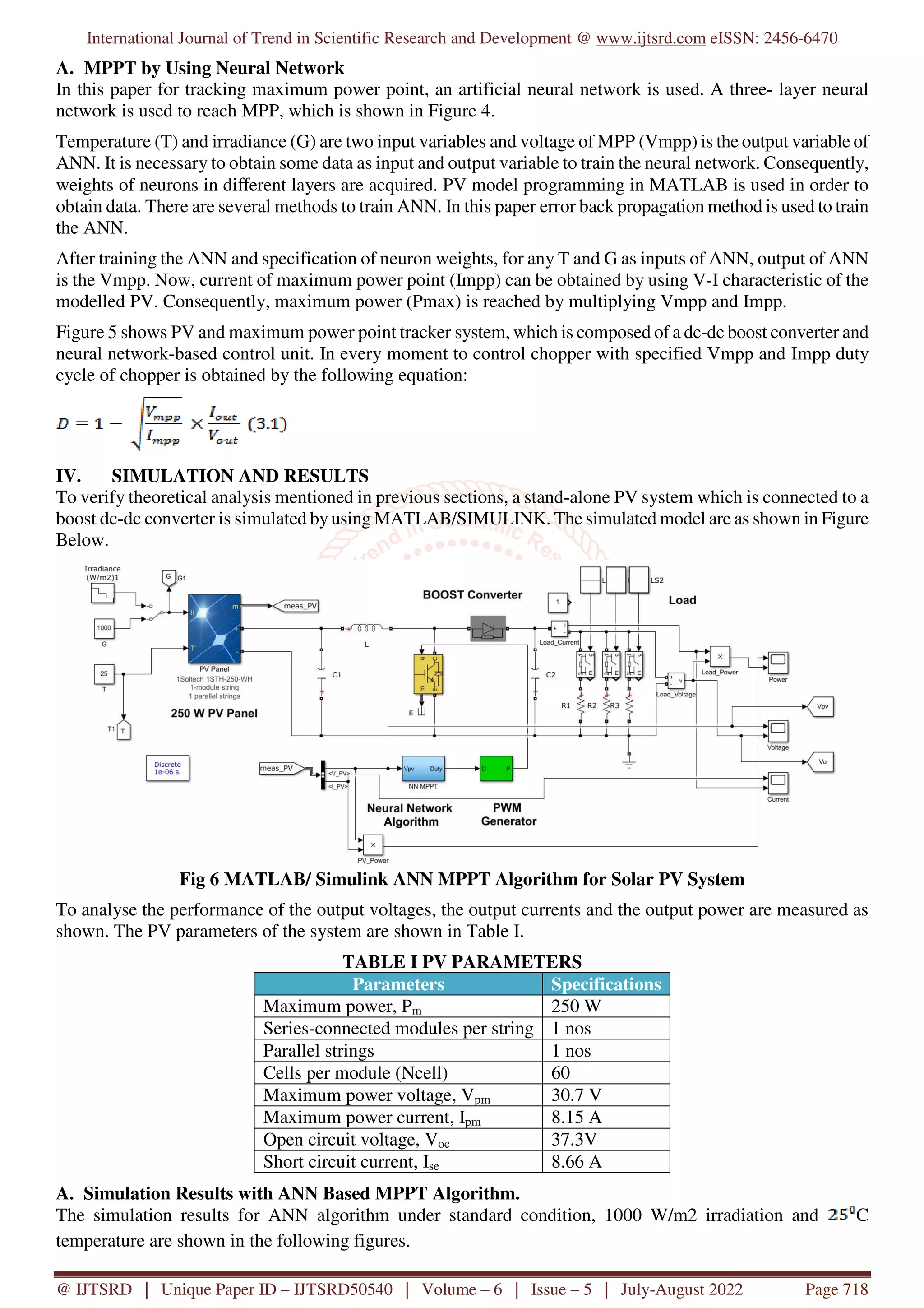 Performance Enhancement of MPPT Based Solar PV System using Neural Network | PDF