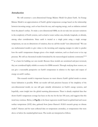 A Zero Dimensional Energy Balance Model for Earth Systems | PDF