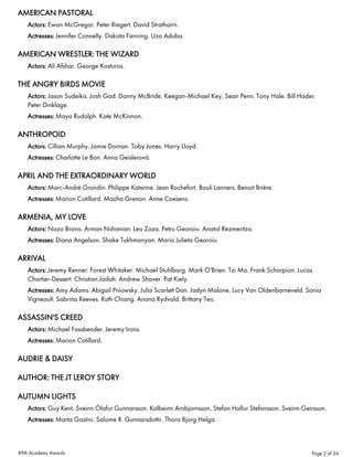 奧斯卡金像獎最佳影片初選名單 | PDF