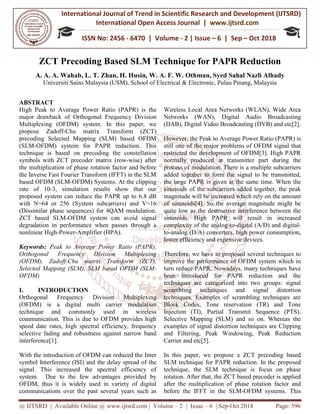 ZCT Precoding Based SLM Technique for PAPR Reduction | PDF