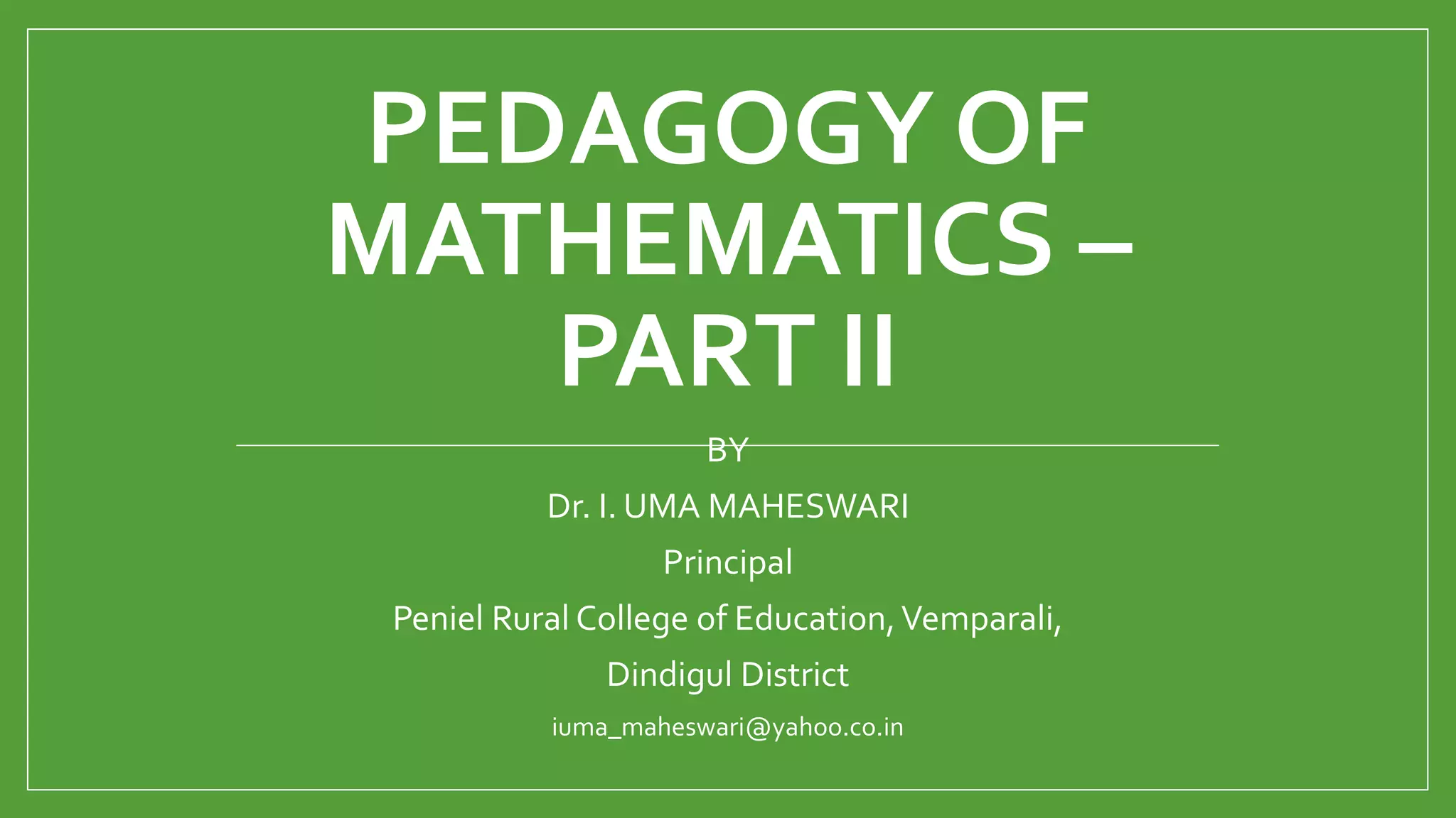8a. Pedagogy of Mathematics (Part II) - Statistics (ex 8.1) | PPT