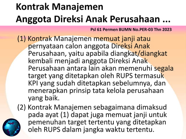 Formulasi Penilaian Bakal Calon Anggota Direksi & Dekom Anak Perusahaan _"Pelatihan ORGAN & SDM ...