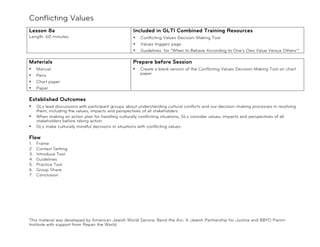 8a conflicting values lesson plan and ub d | PPT