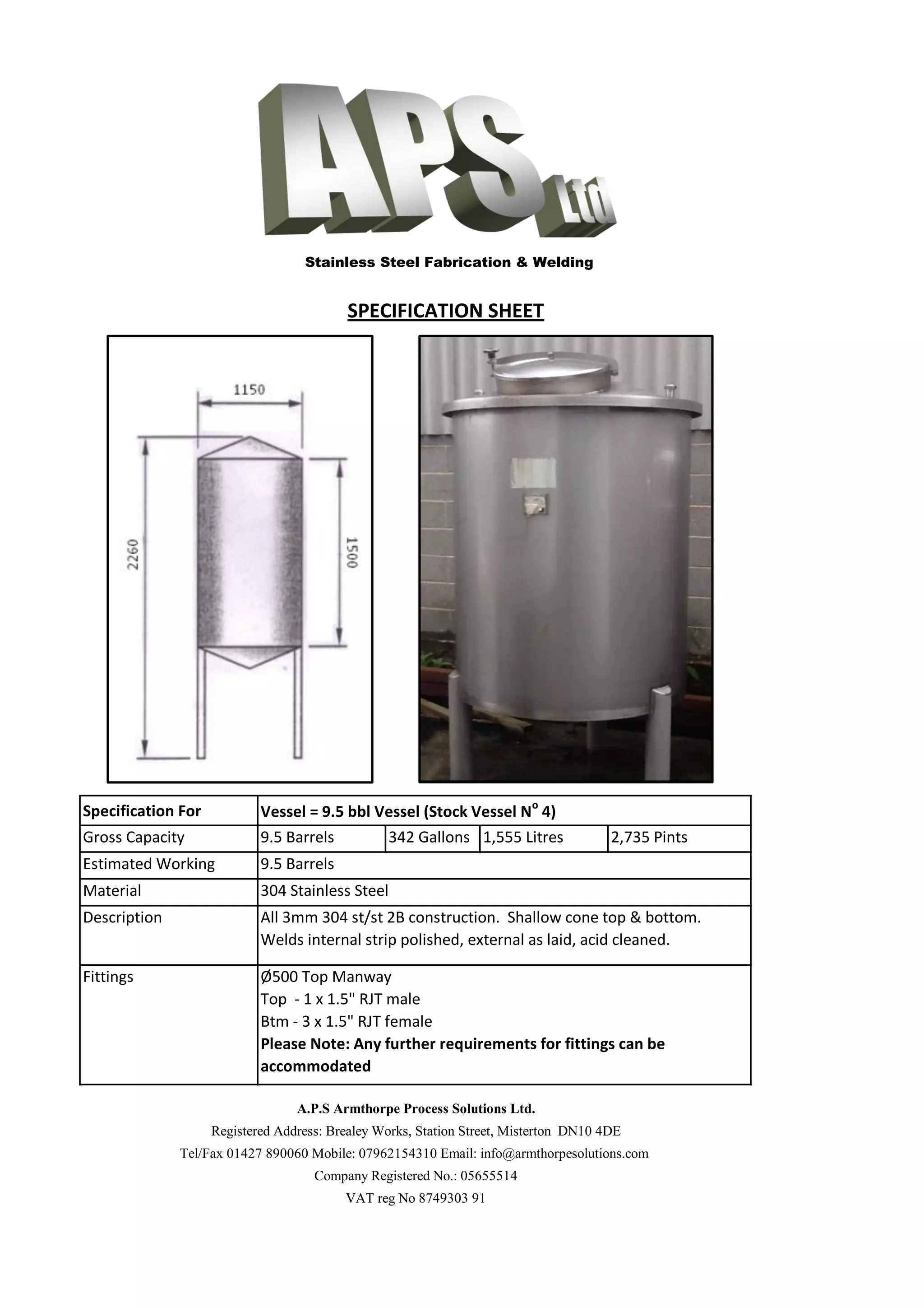 Spec Sheet - stock vessel 4 | PDF