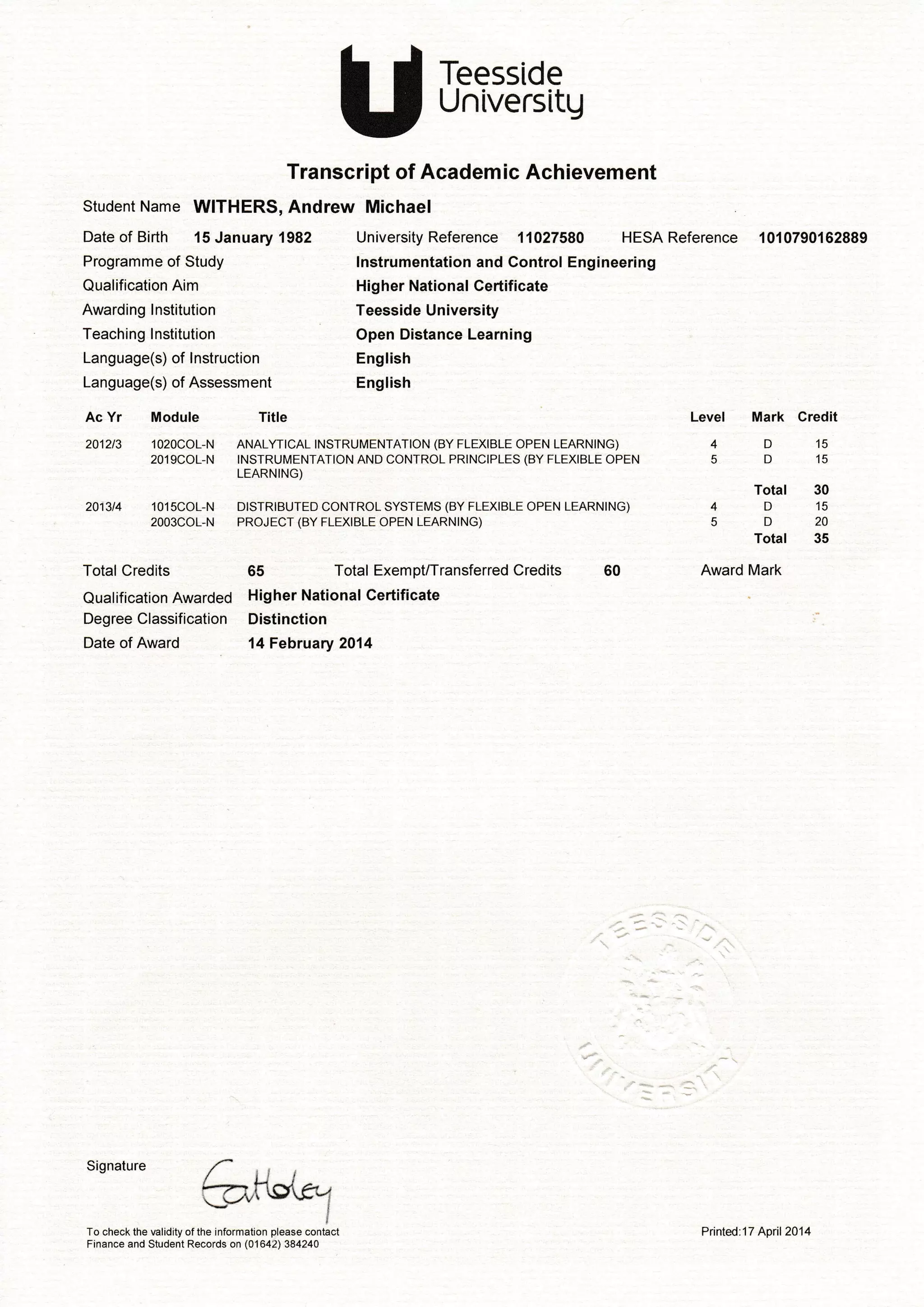 HNC INSTRUMENTATION AND CONTROL | PDF | Professional School ...
