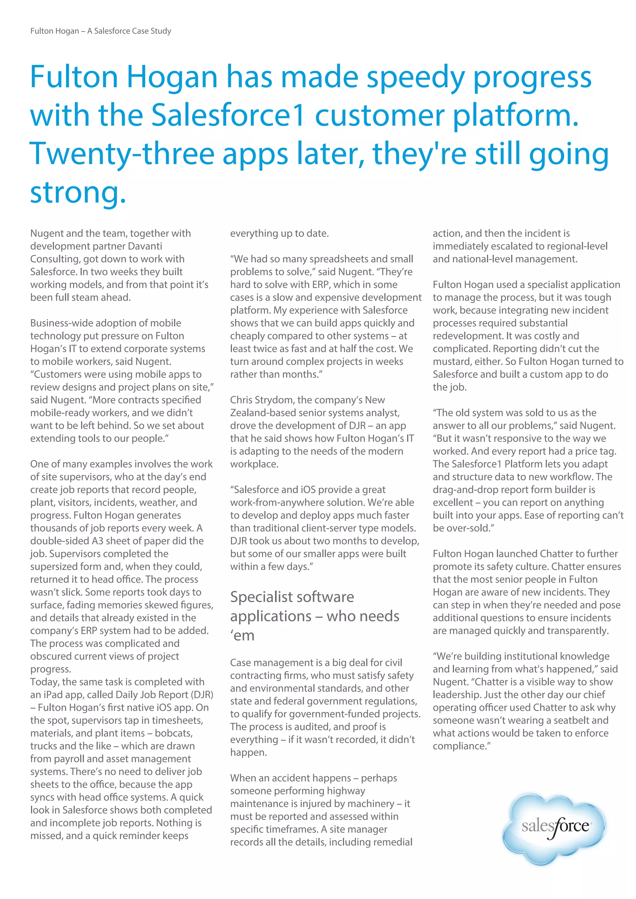 Fulton Hogan Customer Story PDF | PDF