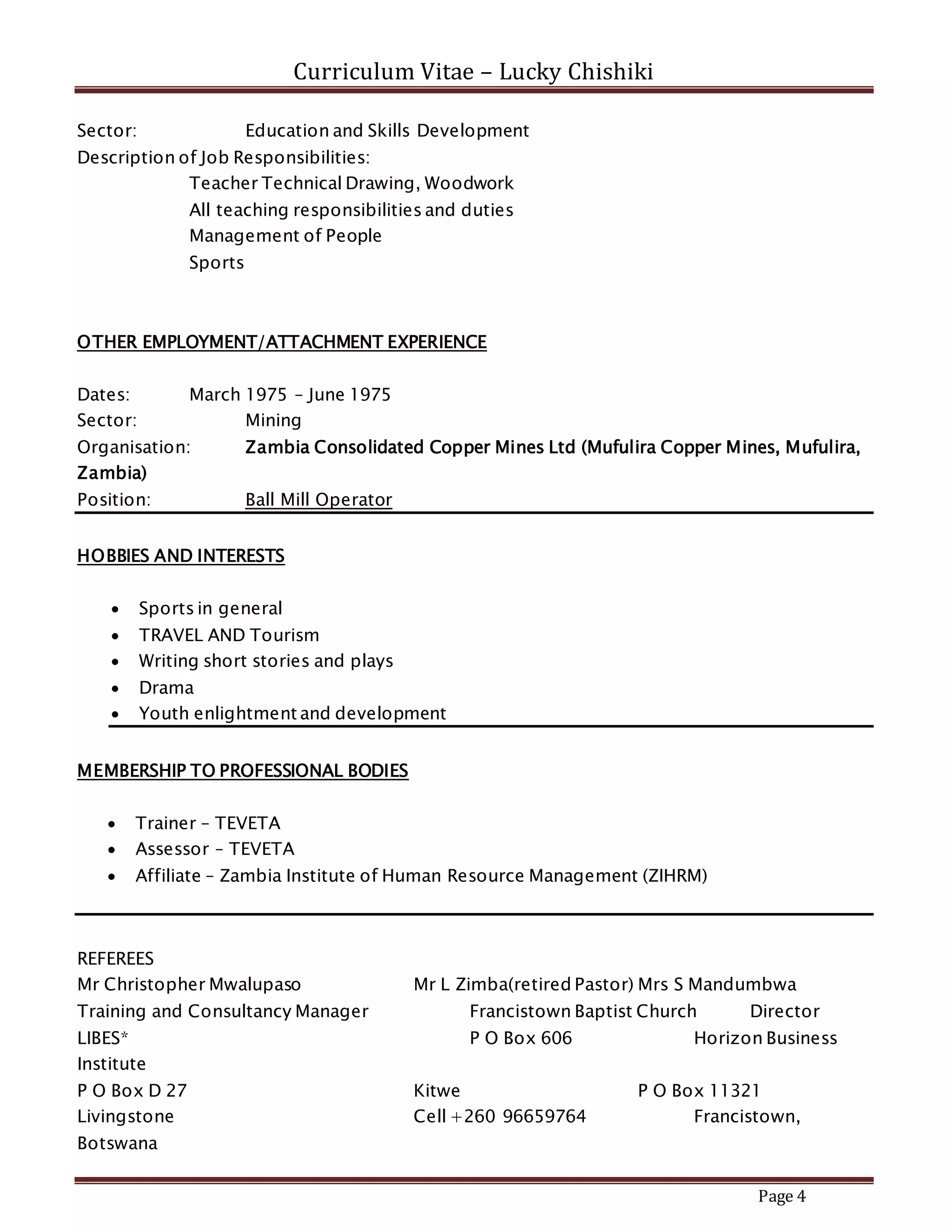 Curriculum Vitae Short version | DOCX