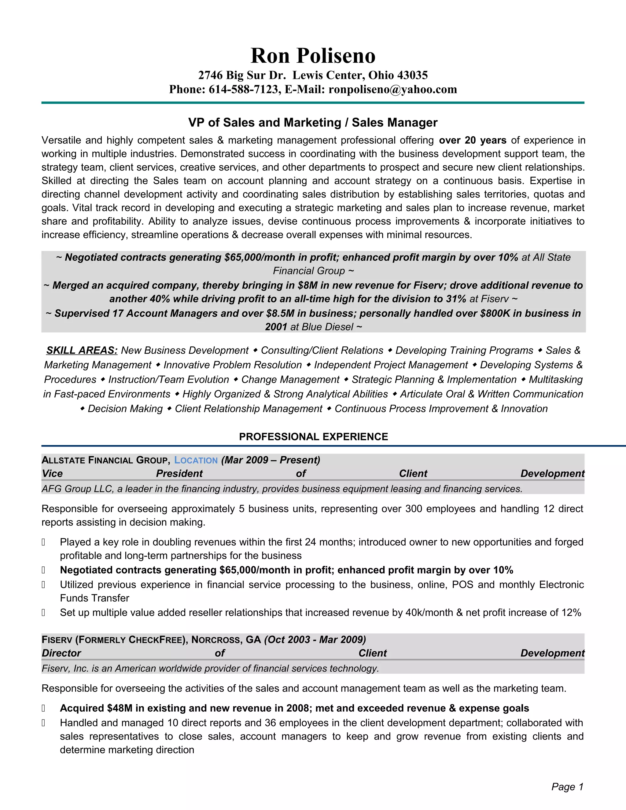 Ron Poliseno Resume | DOC