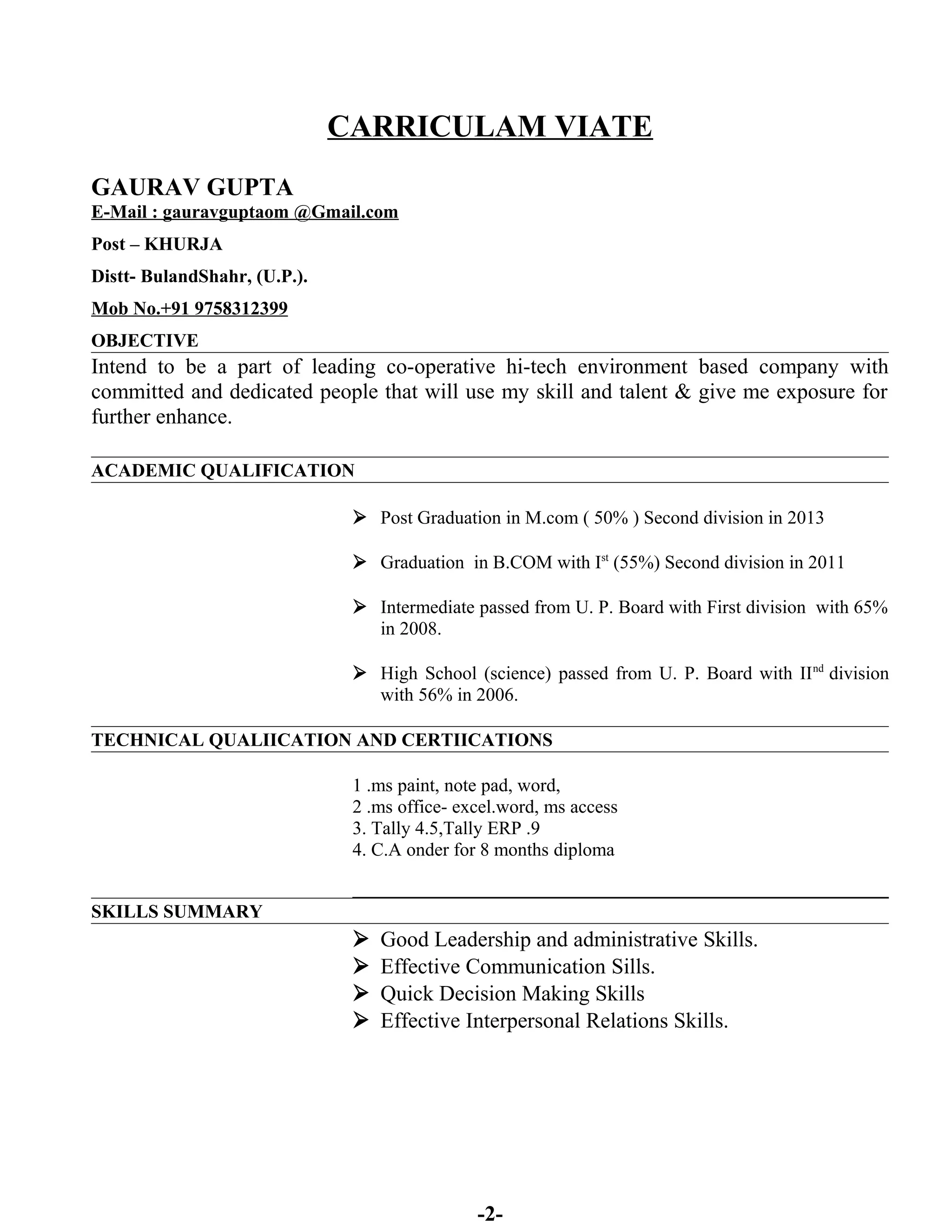 Gaurav Gupta Resume | DOC
