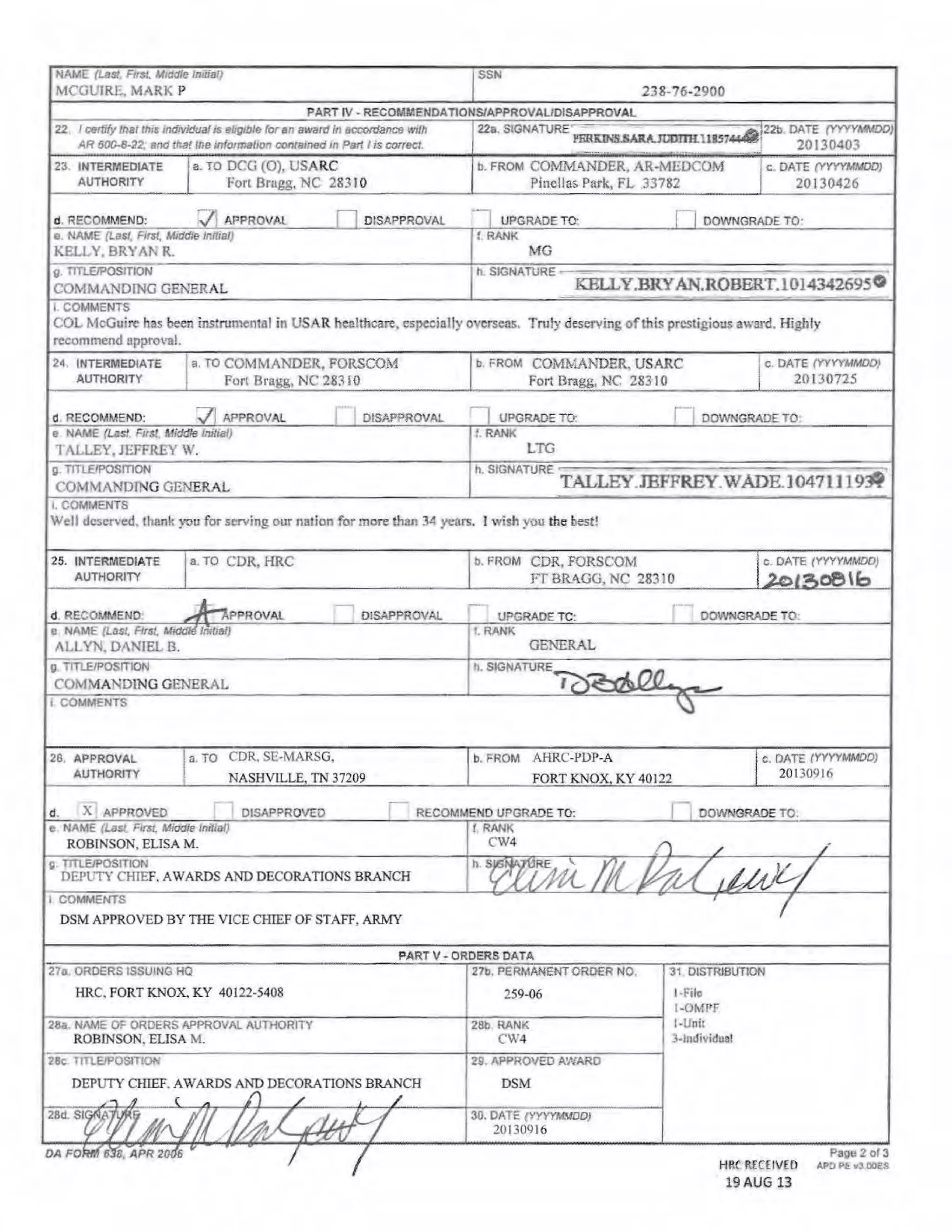 COL MCGUIRE DSM | PDF